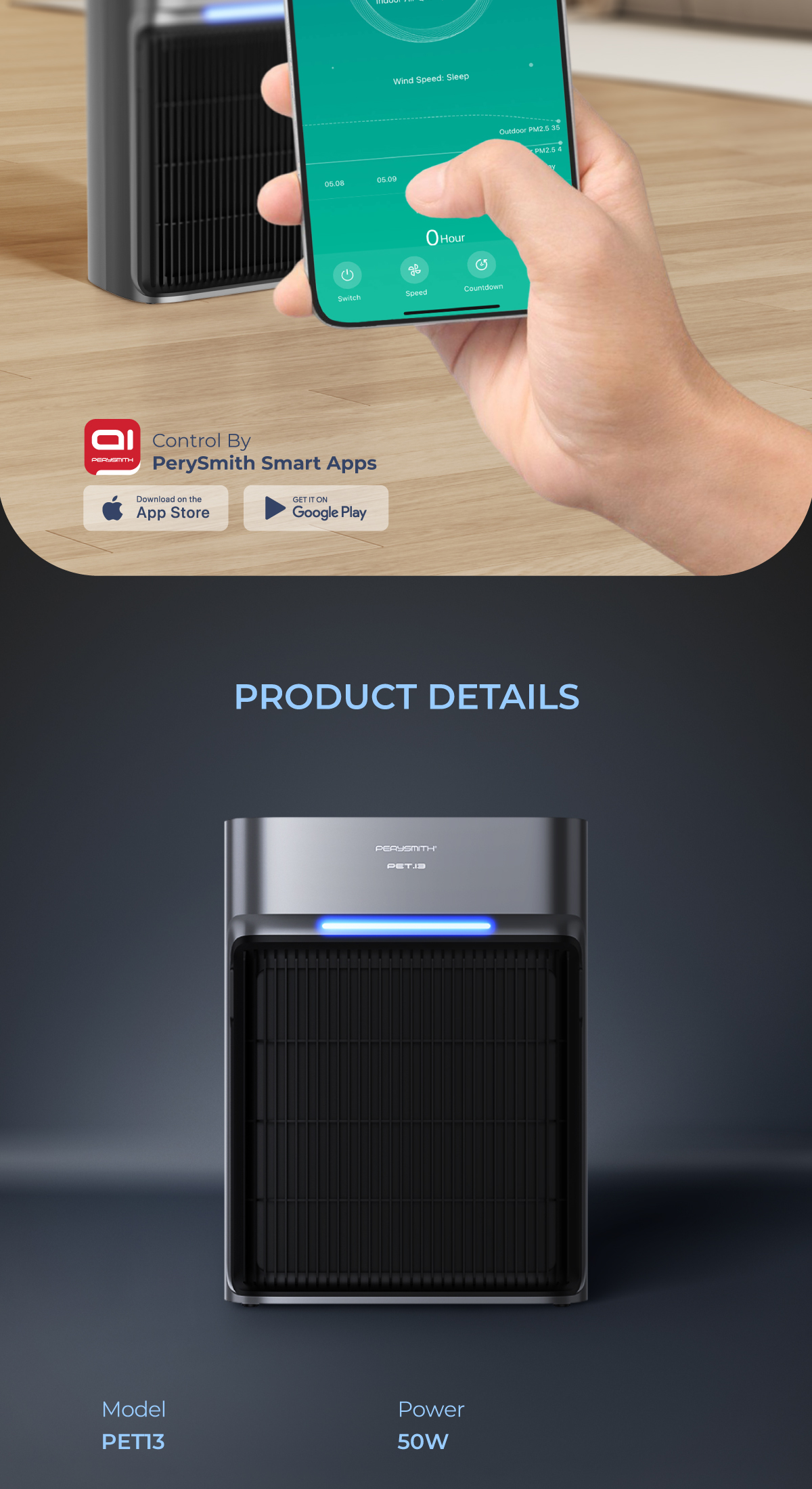 PerySmith Smart WiFi Air Purifier Ai Series PET13 | Shopee Malaysia