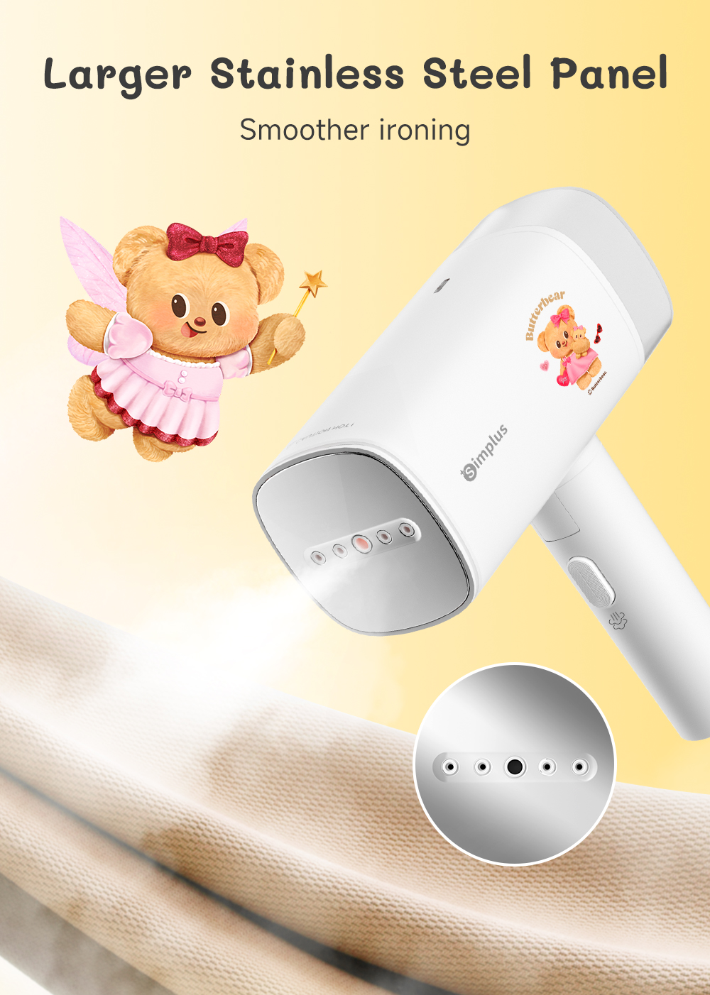 【Simplus×Butterbear】1200W Portable Handheld Iron Garment Steamer 180ML ...