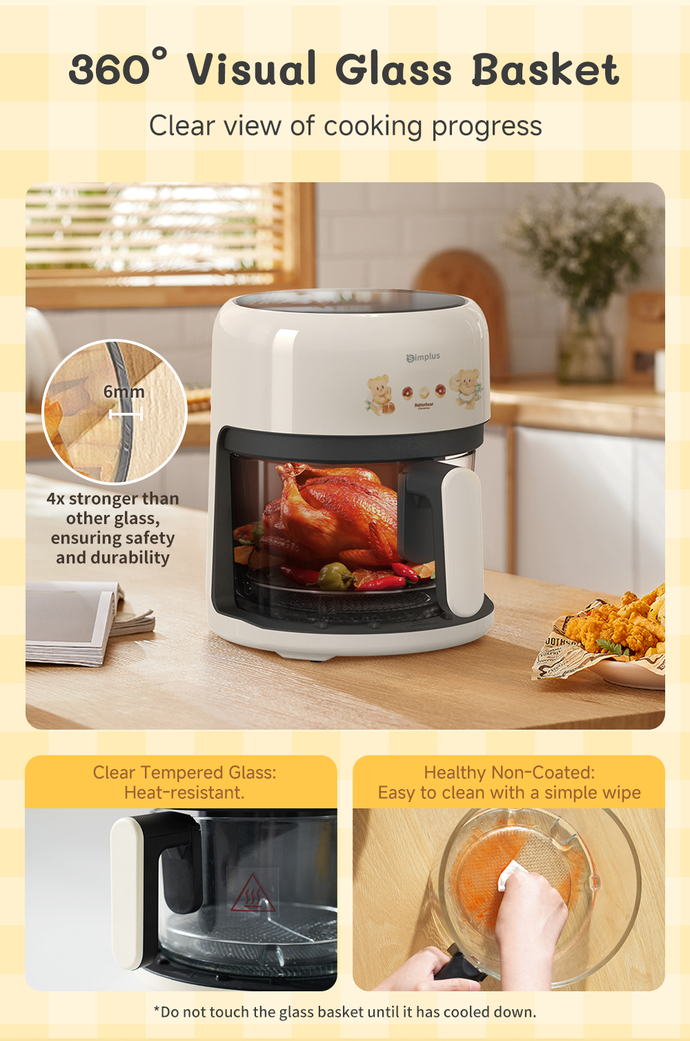 【Simplus×Butterbear】4.5L 1200W Air Fryer丨Home Panoramic Multi ...