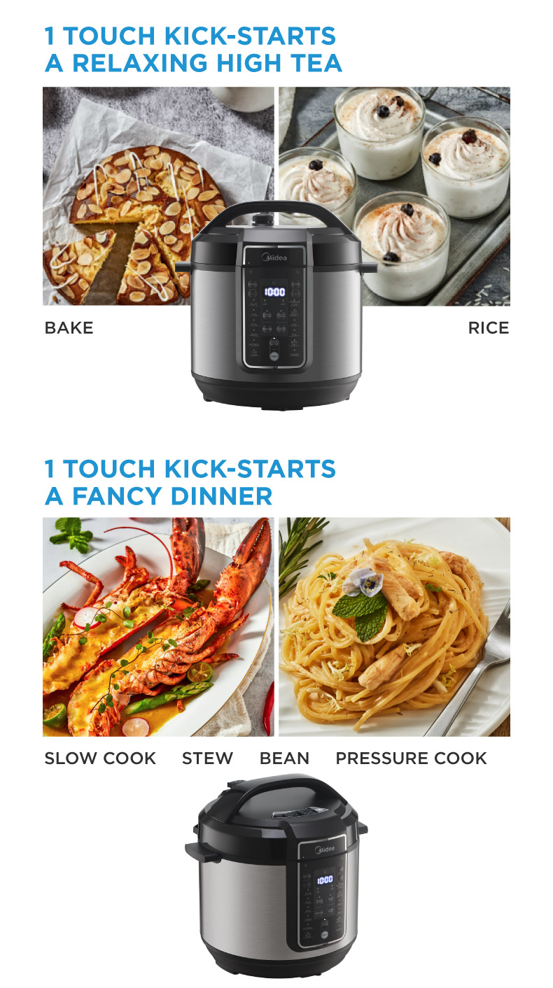 Midea MPC8002ABDS 7.6L LED Display Pressure Cooker With 12 Preset Menus ...