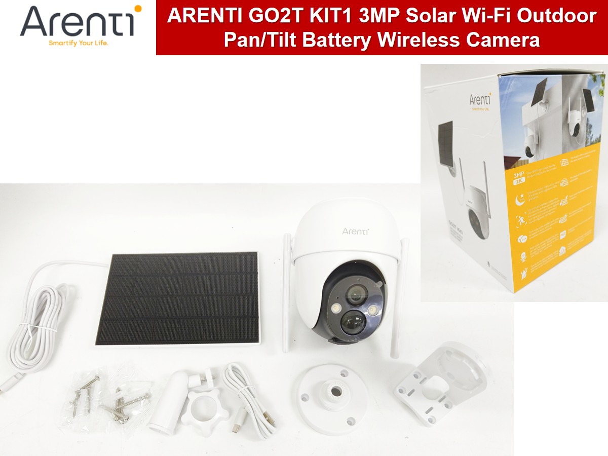 ARENTI GO2T KIT1 3MP Solar Wi-Fi Outdoor Pan/Tilt Battery Wireless ...