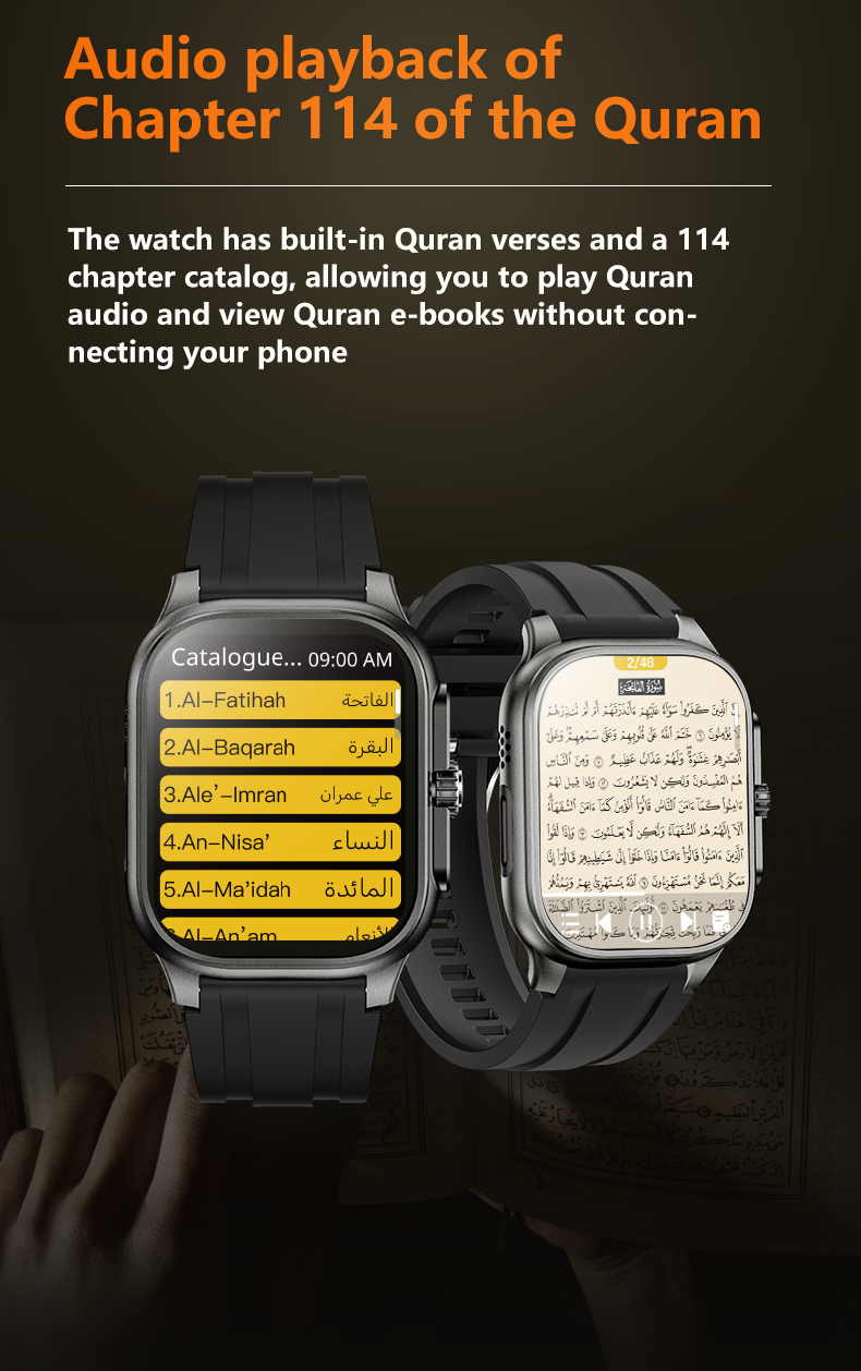 Al-Quran Jam Tangan Pintar Muslim Chronograph Jam Penggera 12/24 Jam ...