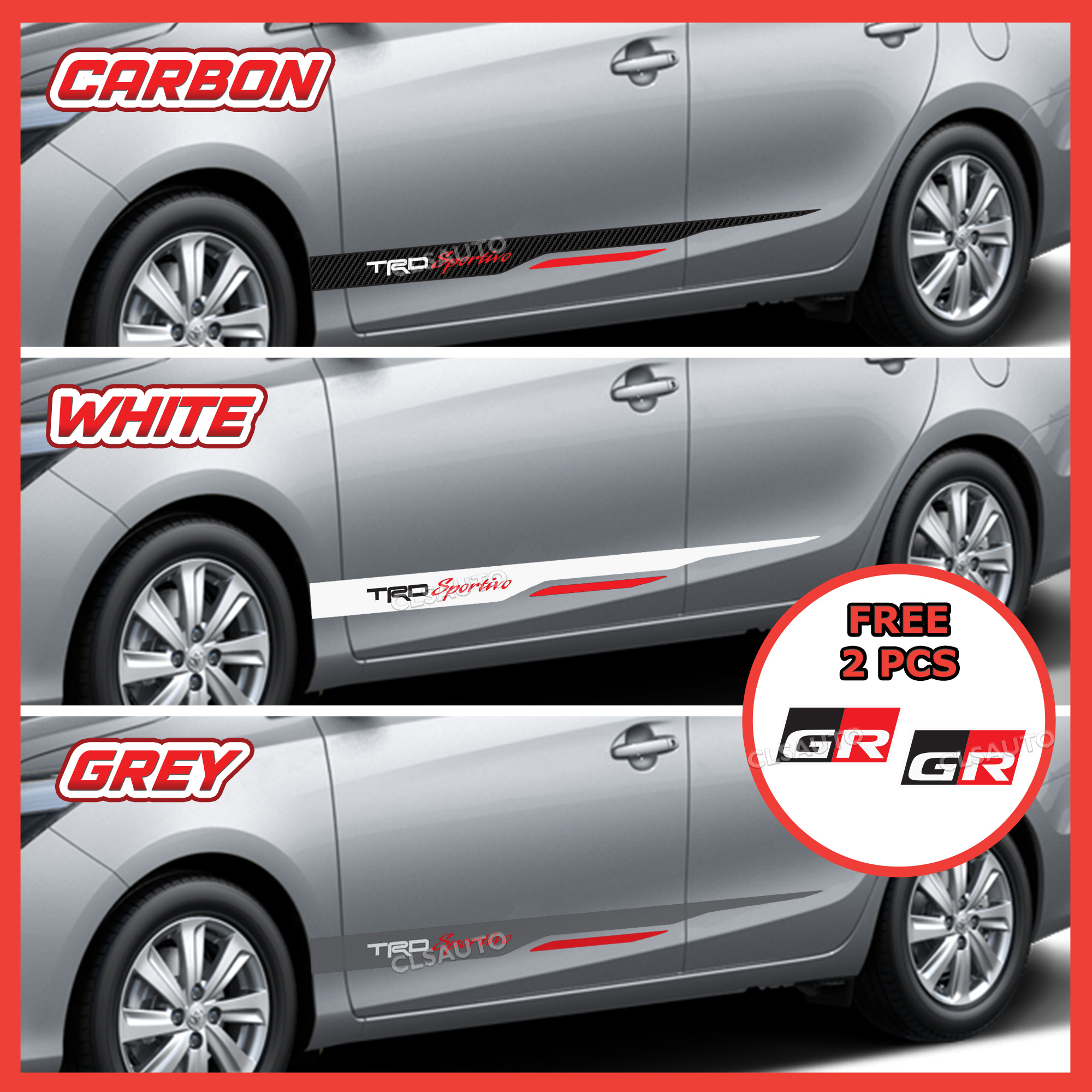 Toyota Vios Sticker TRD Sportivo GR Sport Car Side Body Lining Decal ...