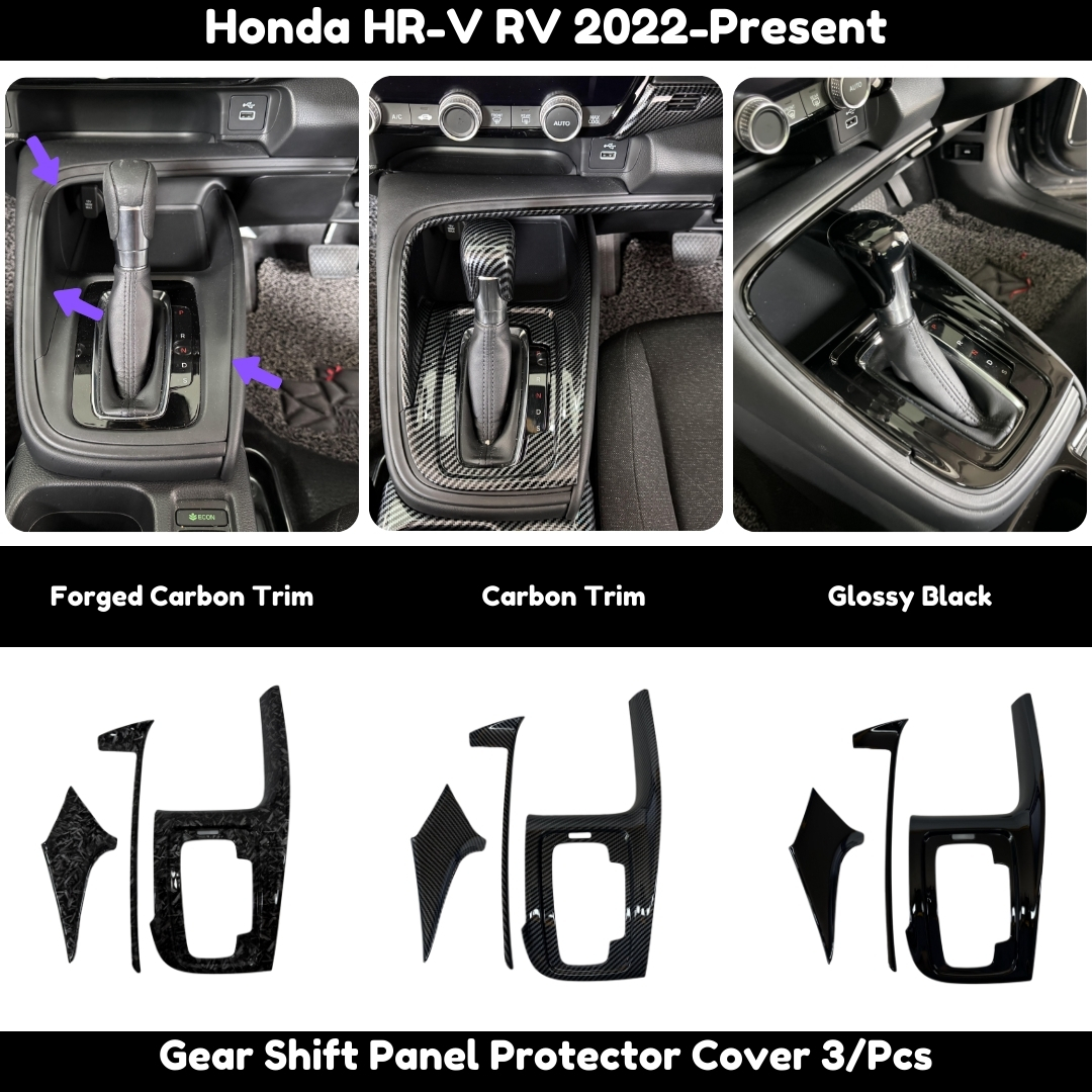 Honda HRV HR-V RV 2022-2025+ Carbon Trim&Glossy Black Gear Shift Panel ...