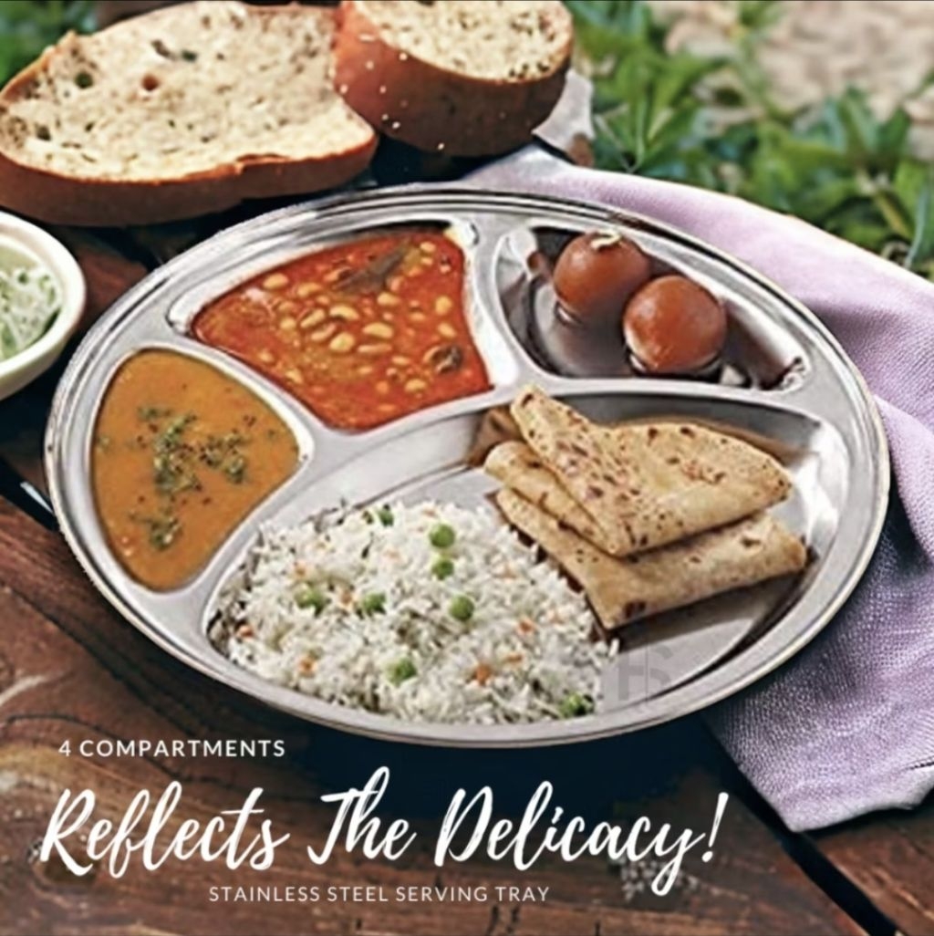 35cm Pinggan Roti Canai Tray 4 Compartment Plates Set Dulang Restaurant ...