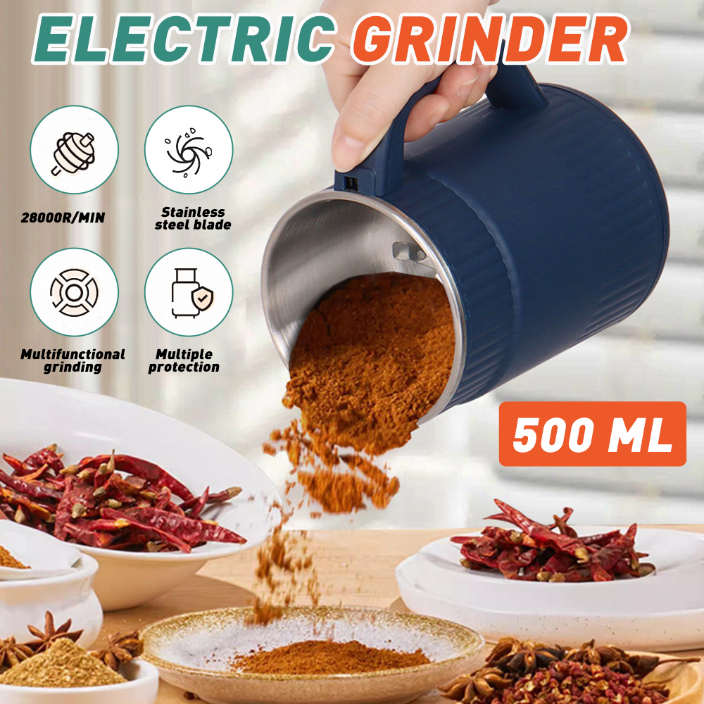 🔥500ml Electric Grinder 300W Strong Power Powder Machine For Beans Nuts ...