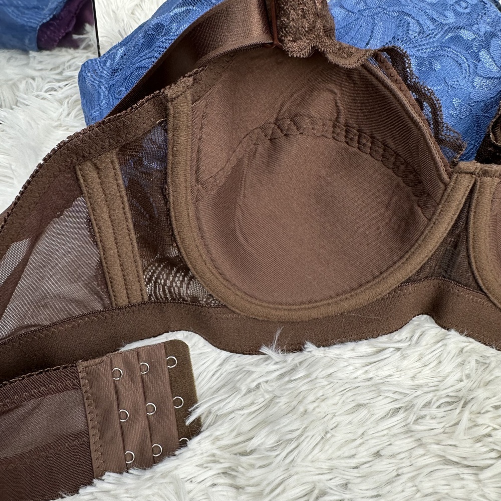 Plus Size FULL CUP C/D #36~#46 Wired Bra Soft Cotton Thin Span Lace ...