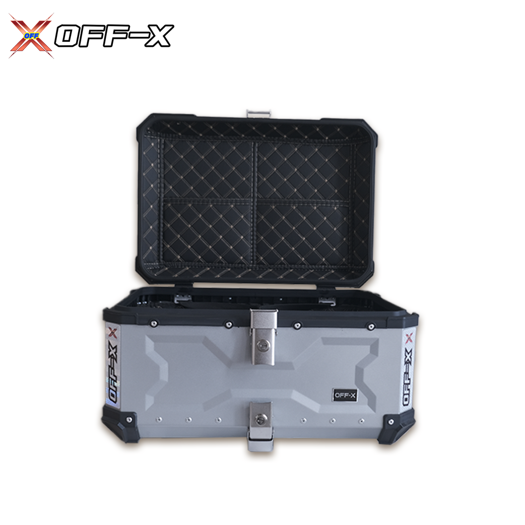 OFF-X Aluminium Motorcycle Top Box (28L/36L/45L/55L/65L) - Free Back ...