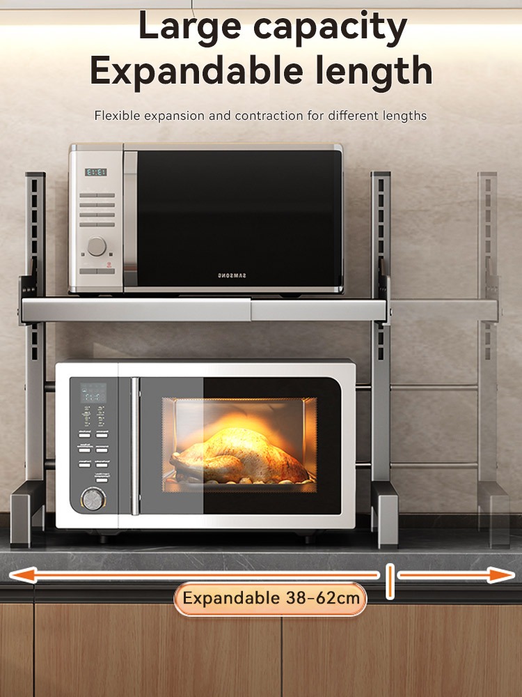 Microwave Rack Oven Rack Kitchen Rack Stainless Steel Storage Rack Rak ...