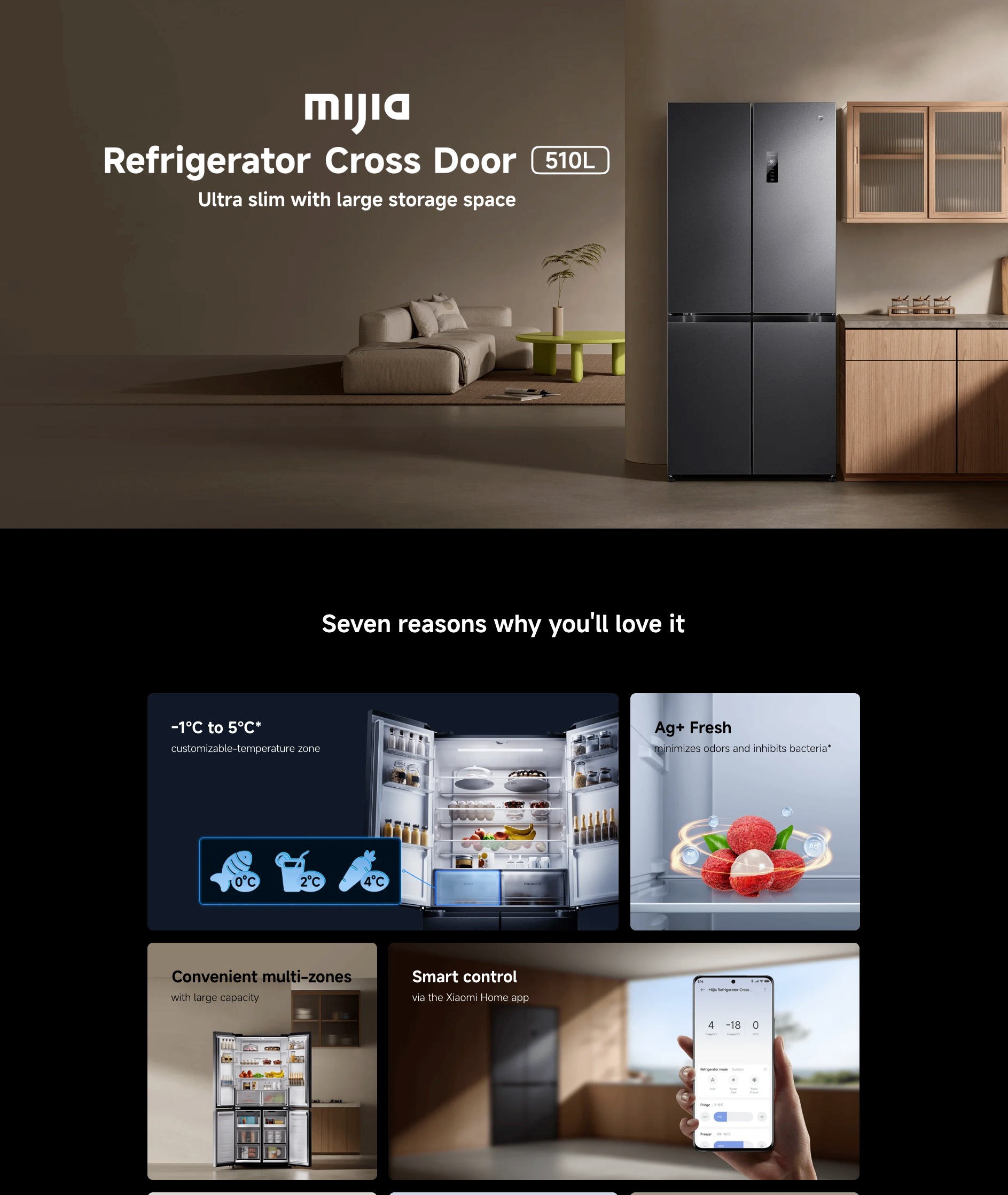 Mijia Refrigerator Cross Door 510L (Gross Capacity 587L) | Dual ...