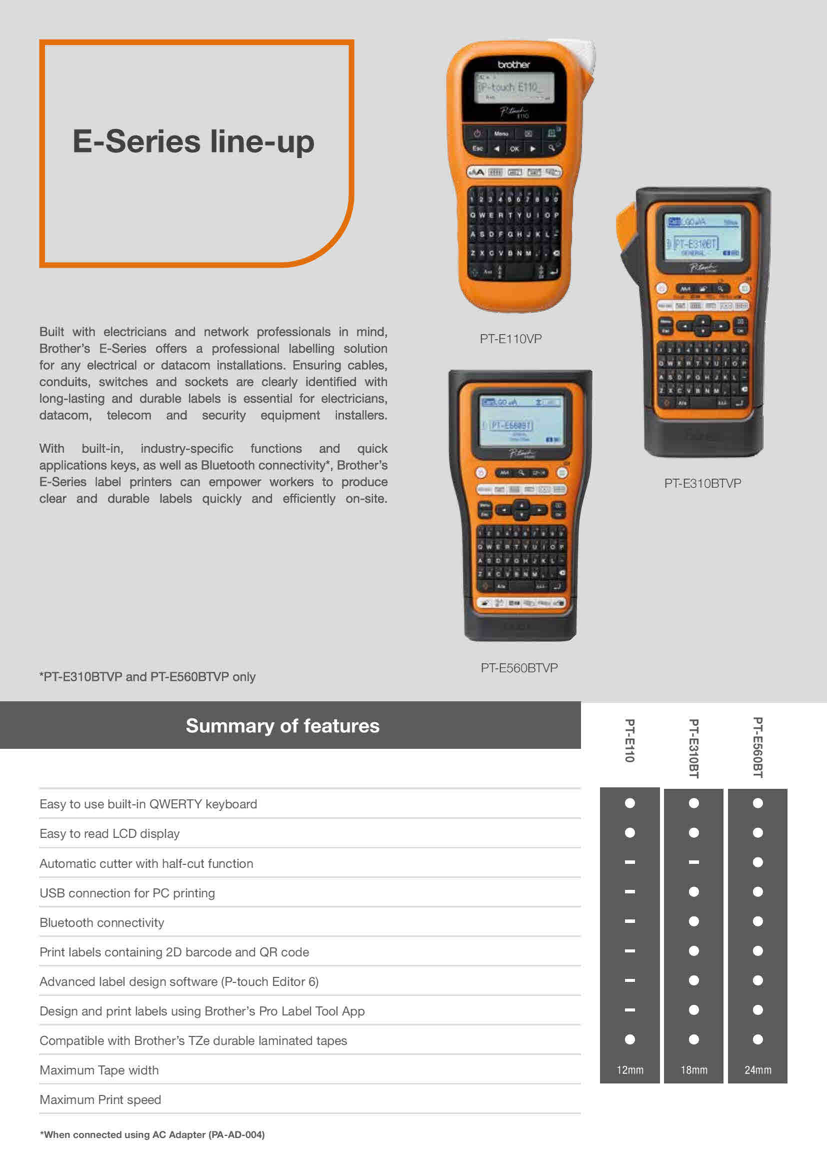 Brother PT-E310BTVP Handheld Label Maker Labelling Machine PT-E300VP ...