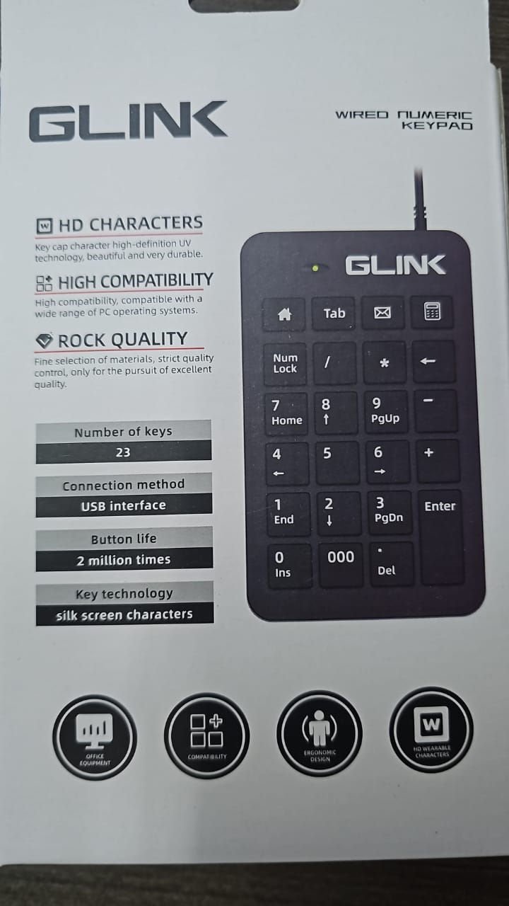 GLINK Numeric Keypad KB106 Wired & KB107 Wireless 2.4G Mini Numpad Slim ...