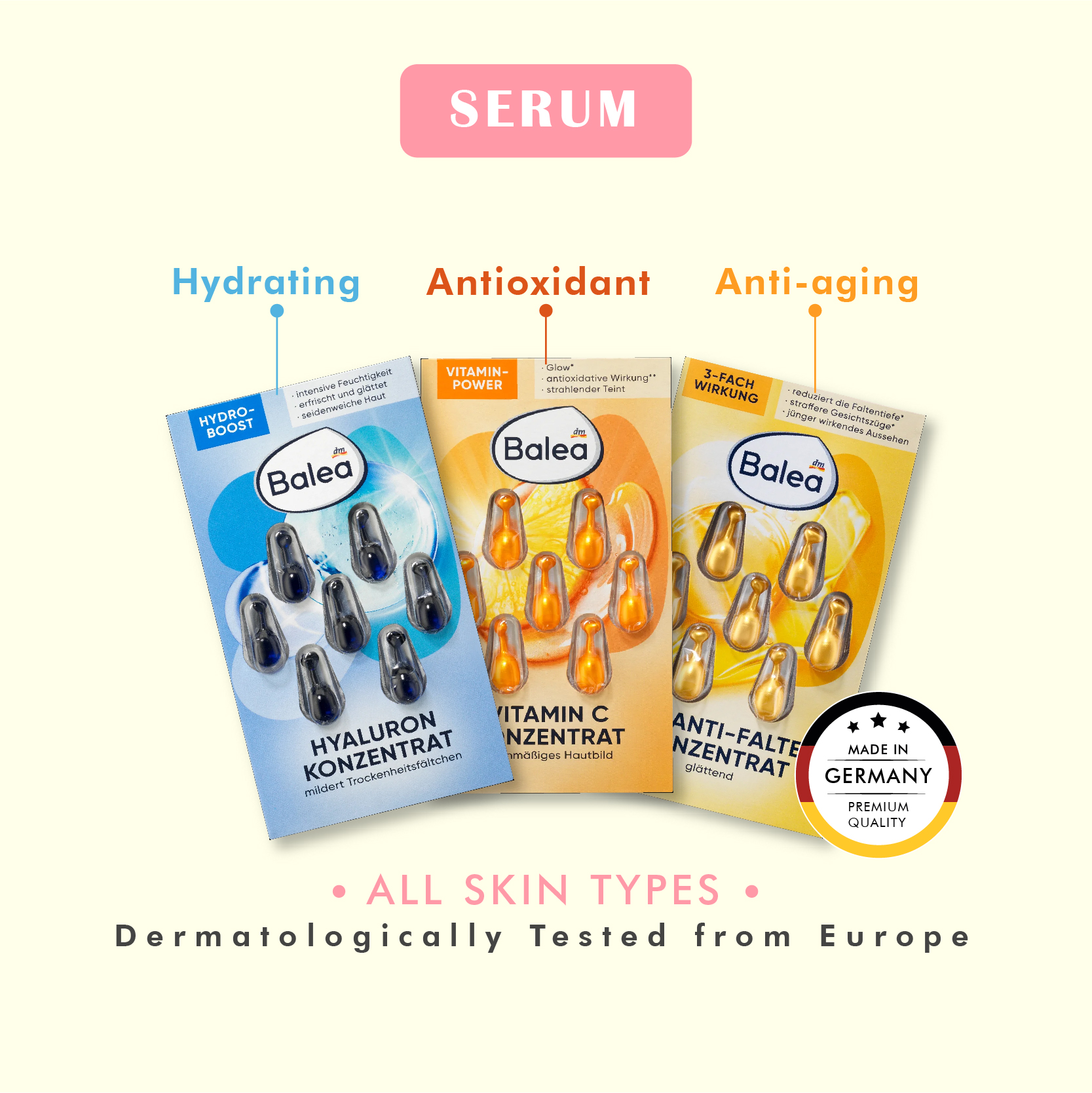 Balea Ampoule Serum (Germany) - Hydrating, Antioxidant, Whitening ...