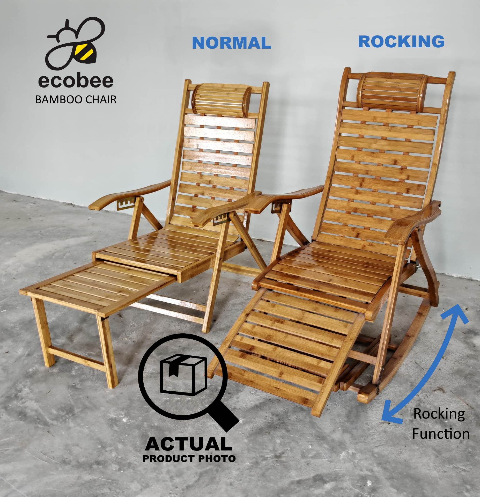 EcoBee BAMBOO Foldable Armchair Rocking Swing Lazy Chair Kerusi Malas ...