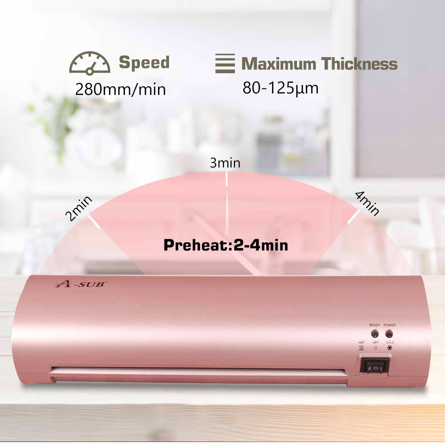 【New Model】A-SUB A4 Laminator Pink laminate machine Hot&Cold Laminating Machine (Free Films ...