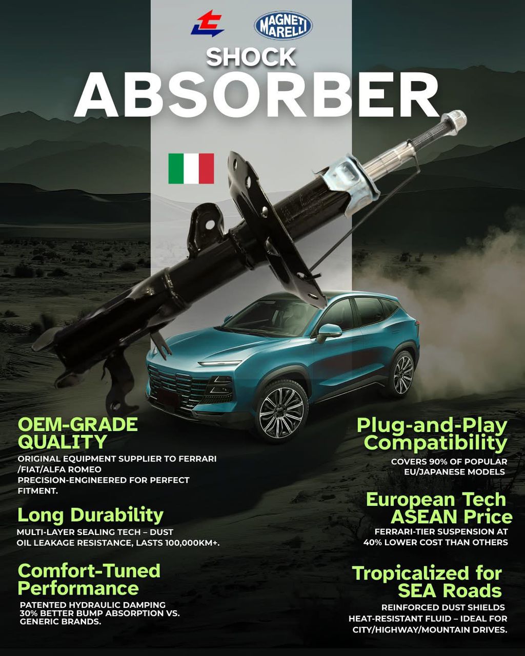 (MADE IN ITALY) MAGNETI MARELLI TOYOTA CAMRY ACV40 / ACV41 ABSORBER ...