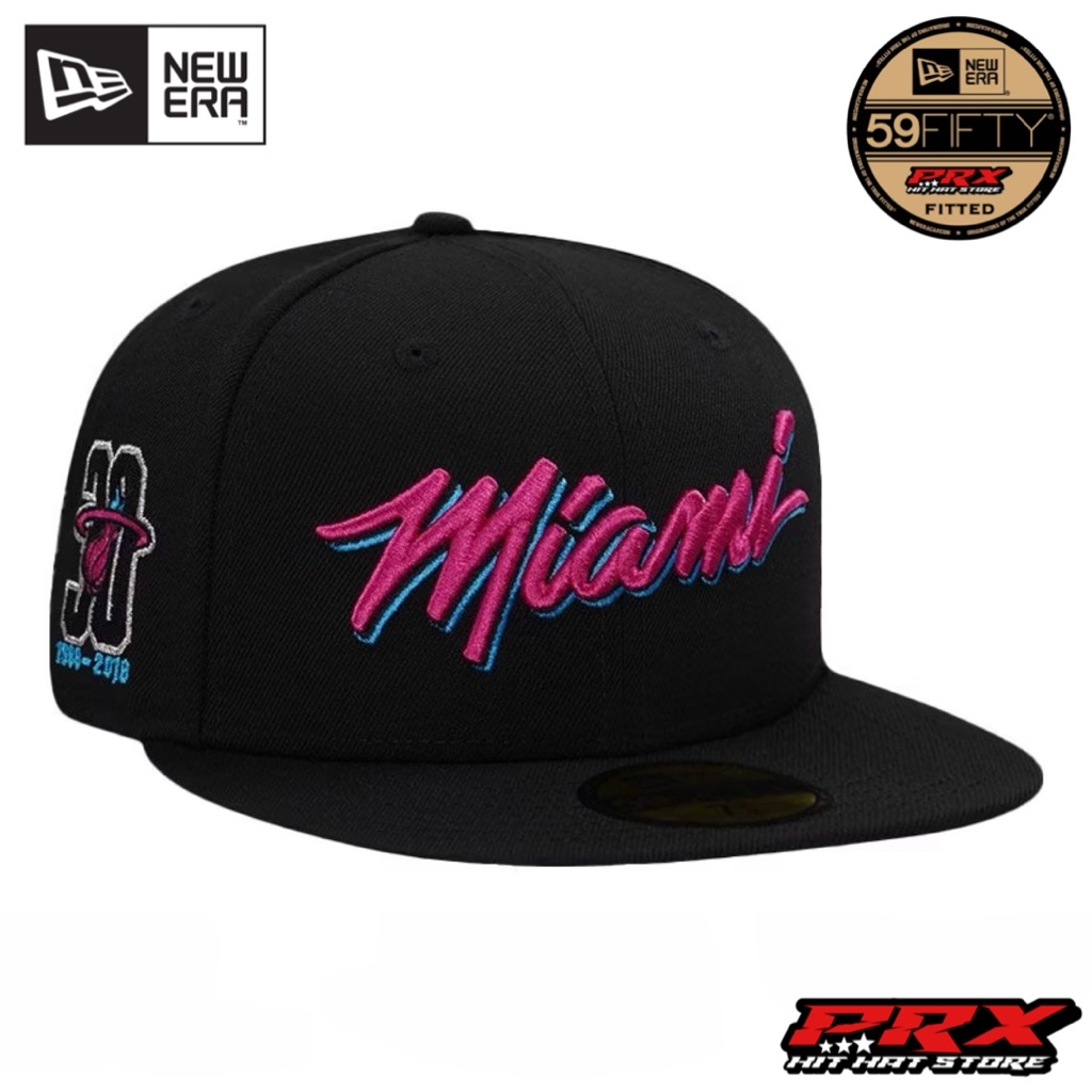NEW ERA 59FIFTY FITTED MIAMI HEAT 30TH ANNIVERSARY BLACK HAT PRIME ...