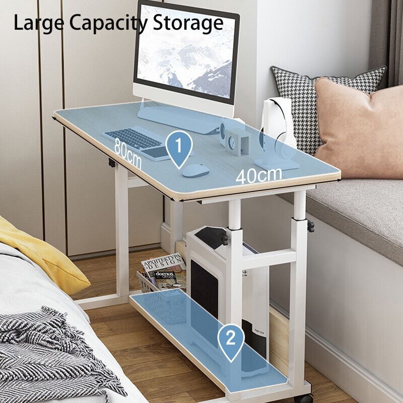 Meja Komputer 2 Layers Elevatable Computer Table Bedside Laptop Desk ...