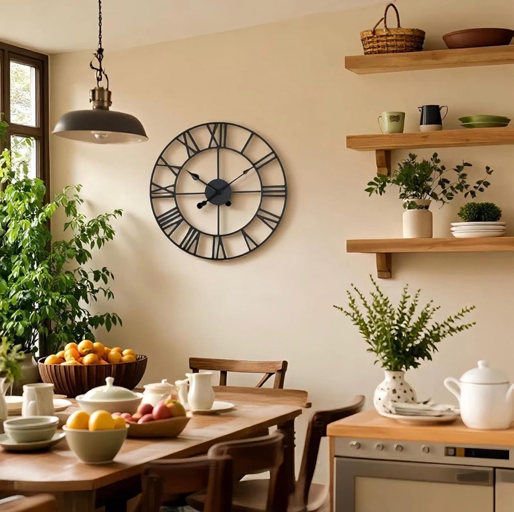 🔥ISSHO Jam Dinding Besi Besar Aesthetic 50/60cm Roman Metal Wall Clock ...