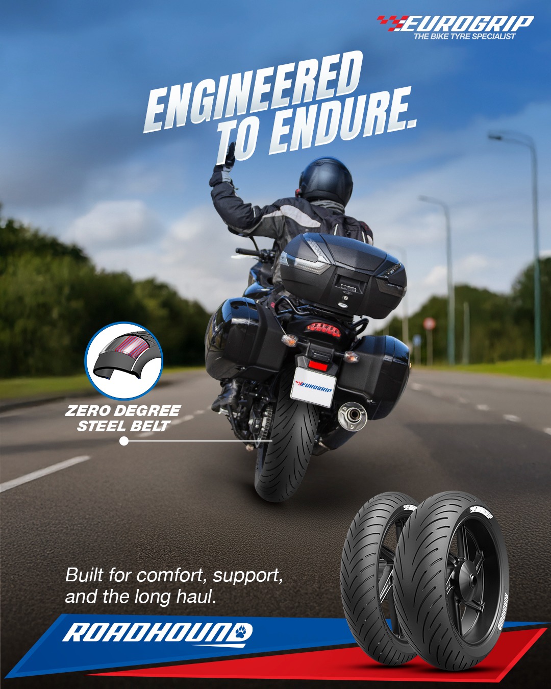Eurogrip Tayar Roadhound Sport Touring Radial Tyre 120/70ZR17 160 ...