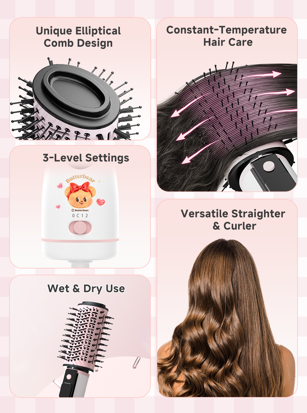 【Simplus×Butterbear】Hair Dryer Brush Dry & Wet 4-In-1 Styling Brush ...