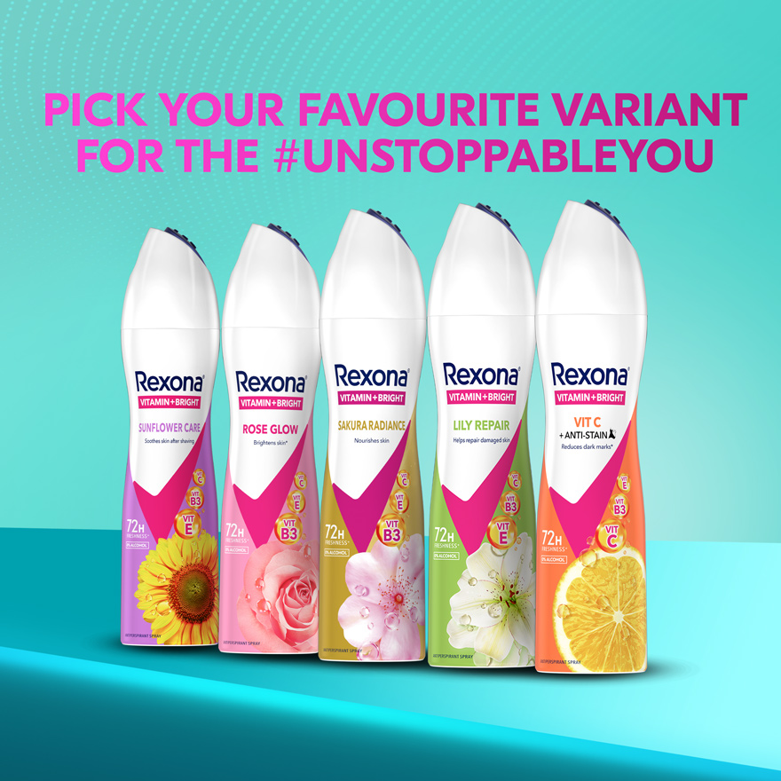 Rexona Vitamin Bright Rose Glow (W) Deodorant Spray 135ML | Shopee Malaysia