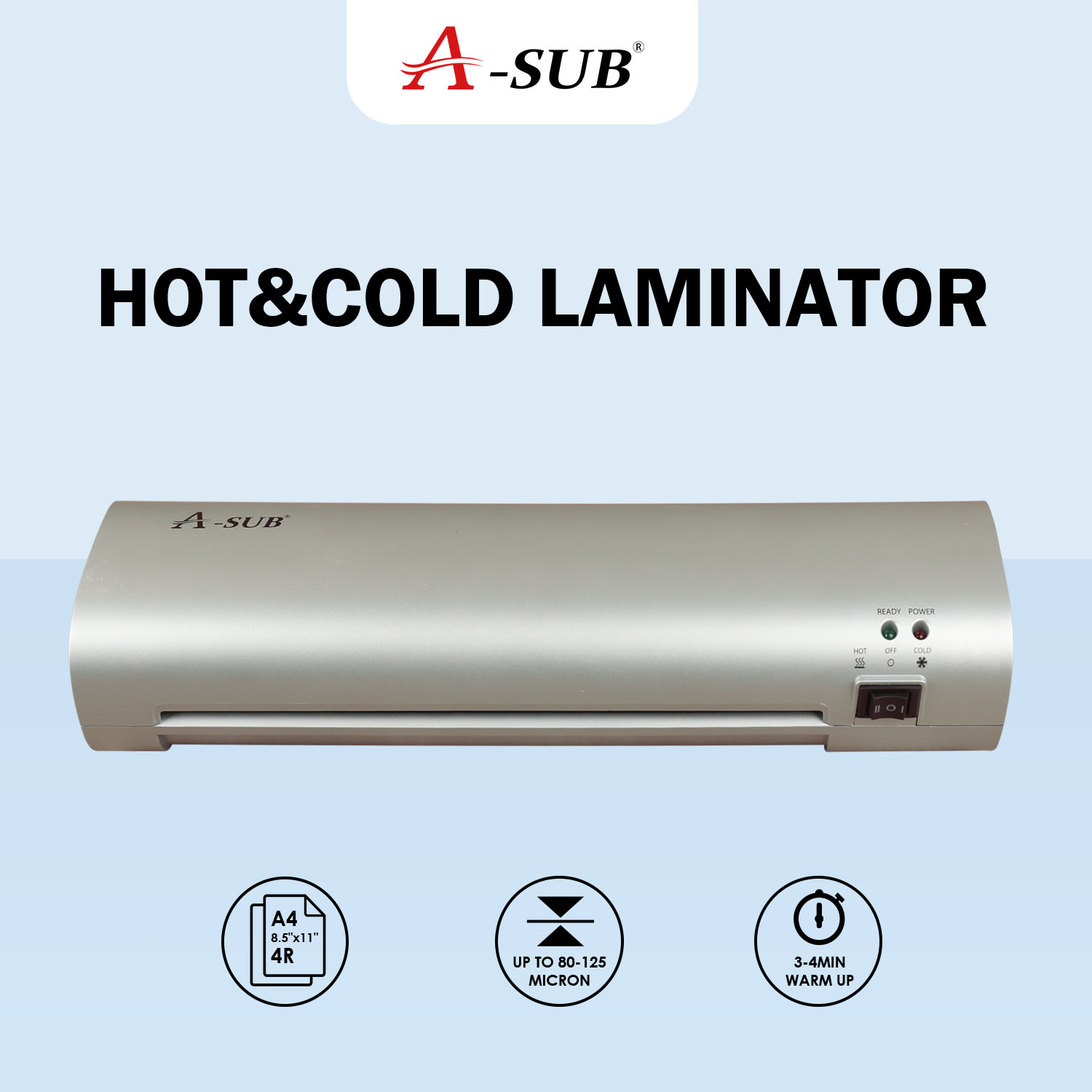 【Hot&Cold Laminator】A-SUB Laminator A4 Laminating Machine+ABS Button ...