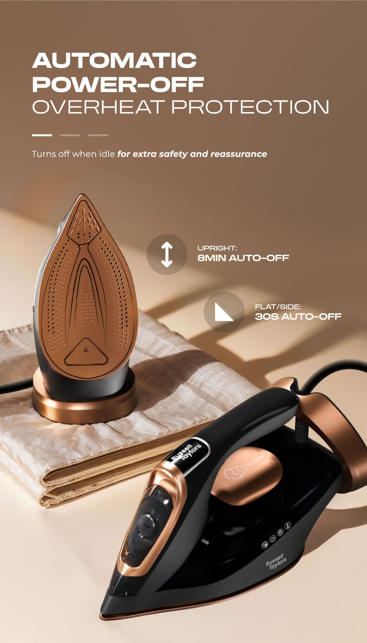 Russell Taylors Optisense Anti-Burn Steam Iron Seterika Wap 6 Bars SI1 ...