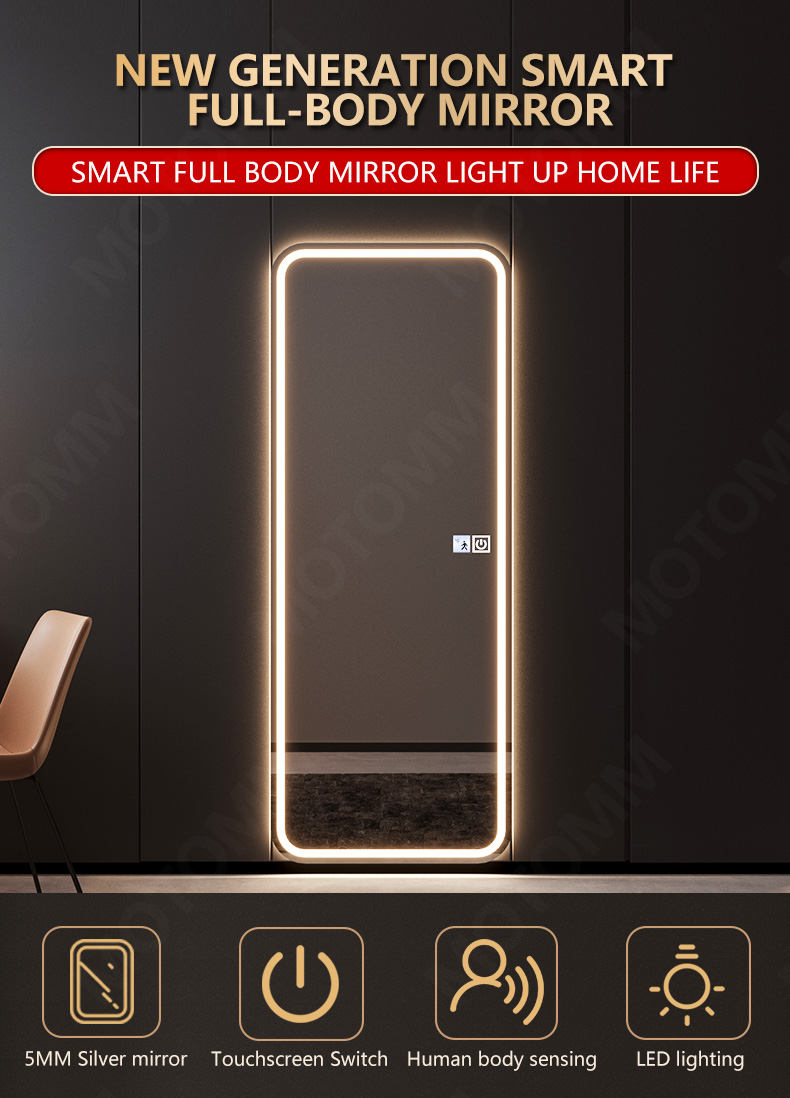 LED Full-length Mirror With Human Body Sensing Touch Sensor LED Full ...