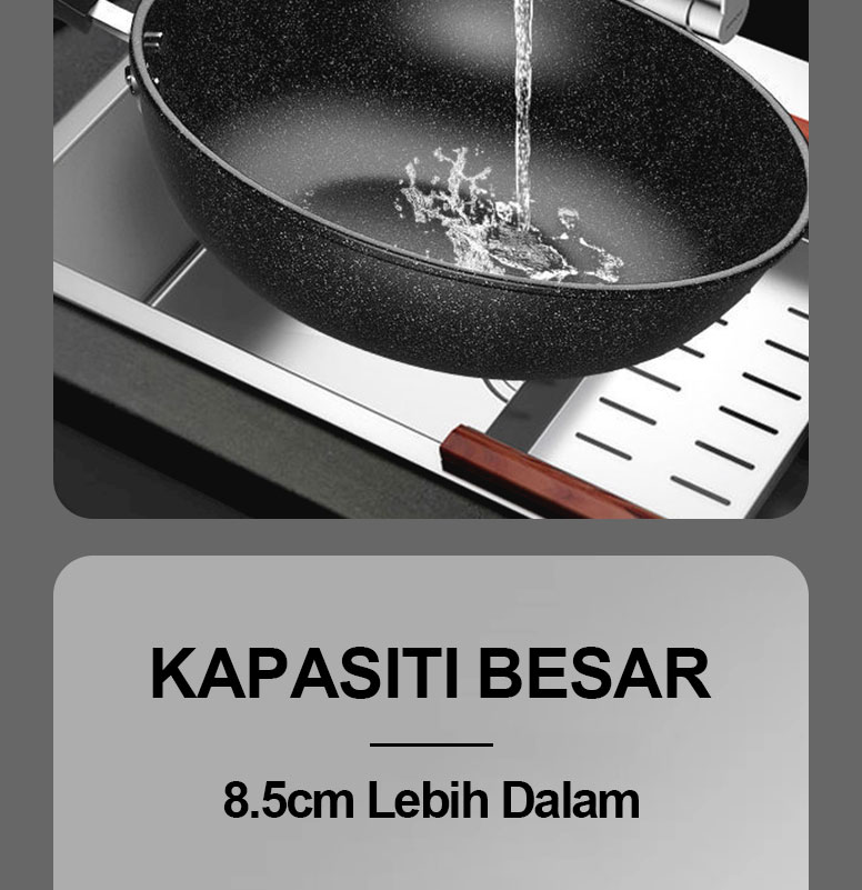 28/30/32CM High Quality Pan Non-Stick Wok Medical Stone 3-Layer Cooker Non-Stick Wok Frying Pan ...