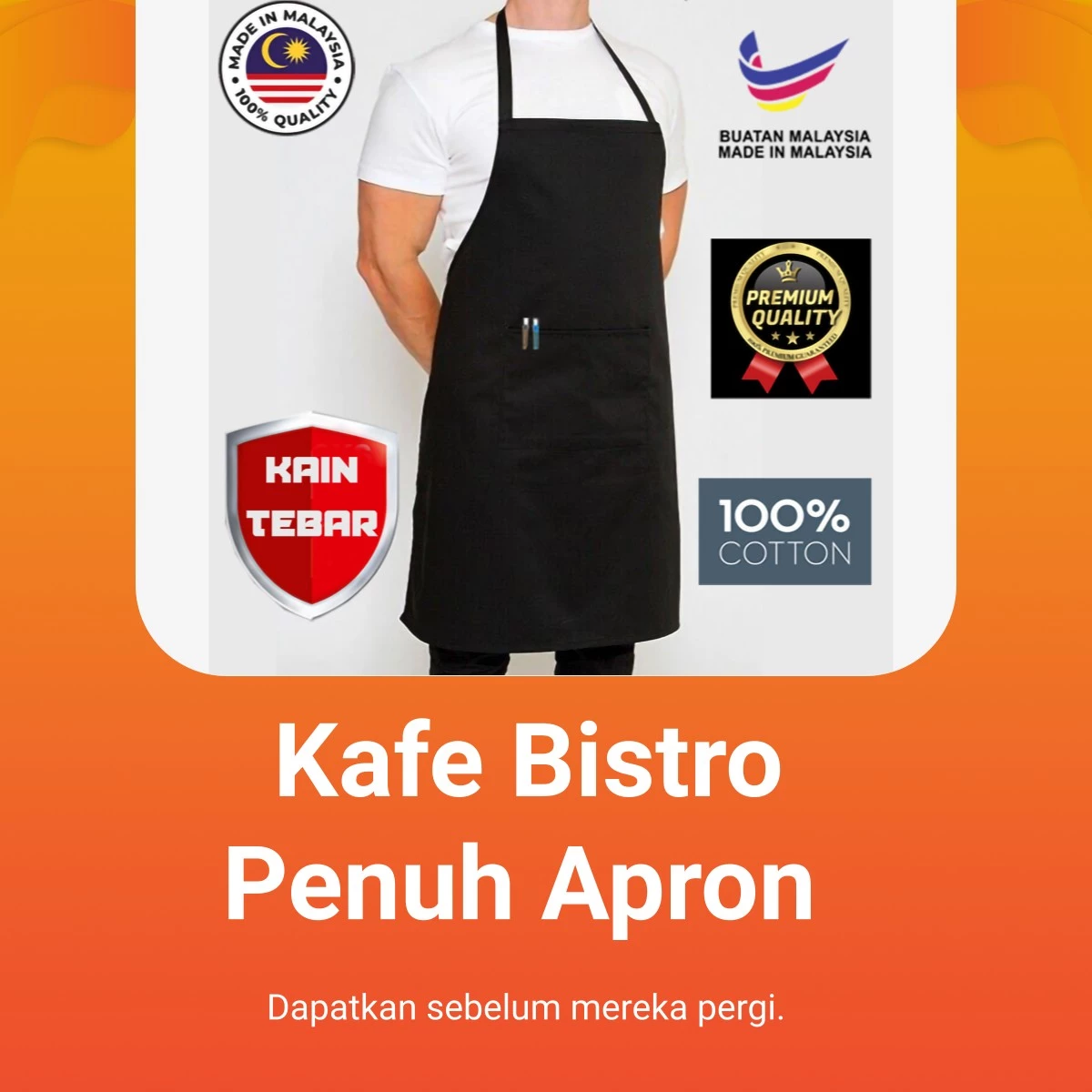 Apron dapur/Celemek minyak/Poket Depan Chef Full Apron Memasak/Celemek ...