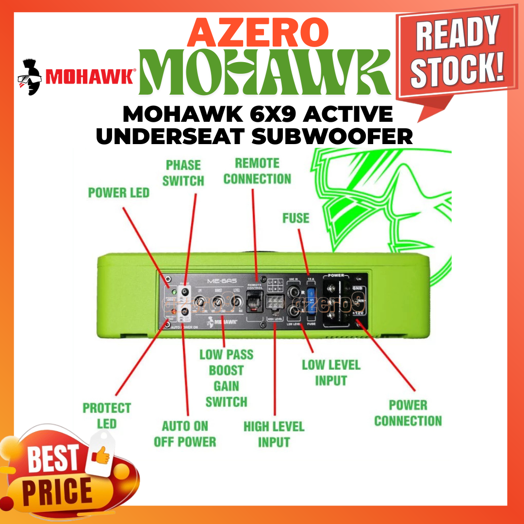Mohawk 6X9 Active Underseat Powerful Subwoofer Performance Green Series ...