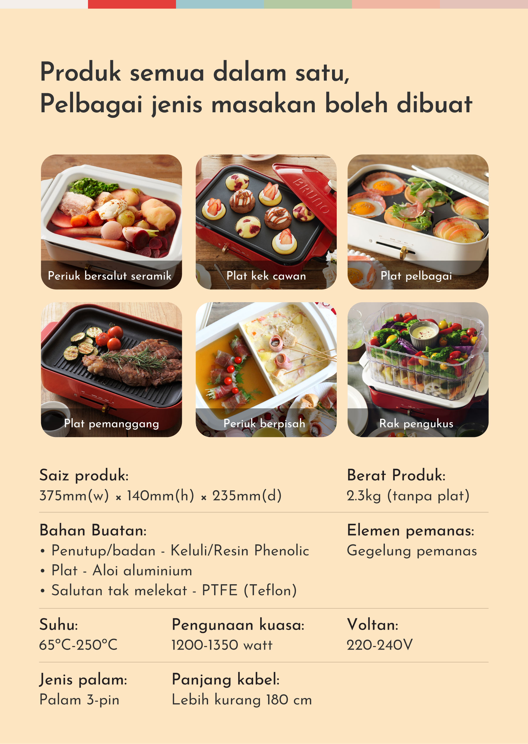 Bruno Compact Hotplate - Red (Mesin Plat Pemanas Sedang - Merah ...