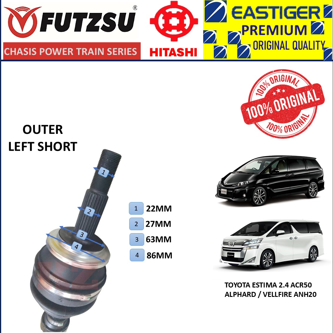 TOYOTA ESTIMA 2.4 ACR50 ALPHARD VELLFIRE 2.4 ANH20 DRIVE SHAFT 1 SET ...