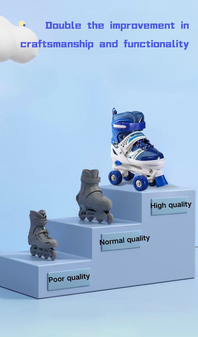 Double Row Kasut Roda Budak Perempuan Skate Roller 4 Wheel Adjustable ...