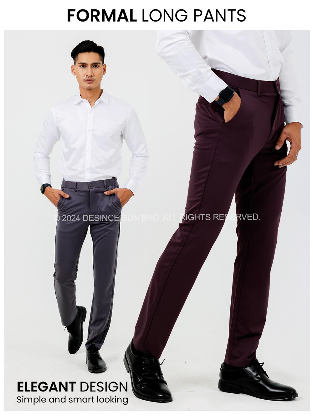 🇲🇾 DESINCE Men Formal Pants Work Working Pants Office Pants Black Blue ...