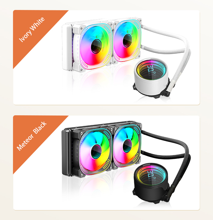 Coolmoon CPU Liquid Cooler ARGB 5V3P Intel AMD Temp Display Radiator ...