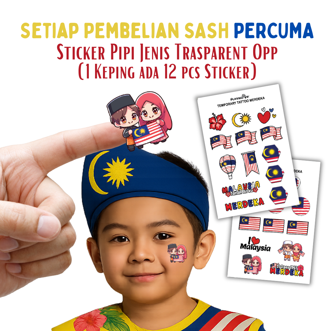 Selimpang Merdeka Sash Sticker Kanak-Kanak & Dewasa Bendera Malaysia ...