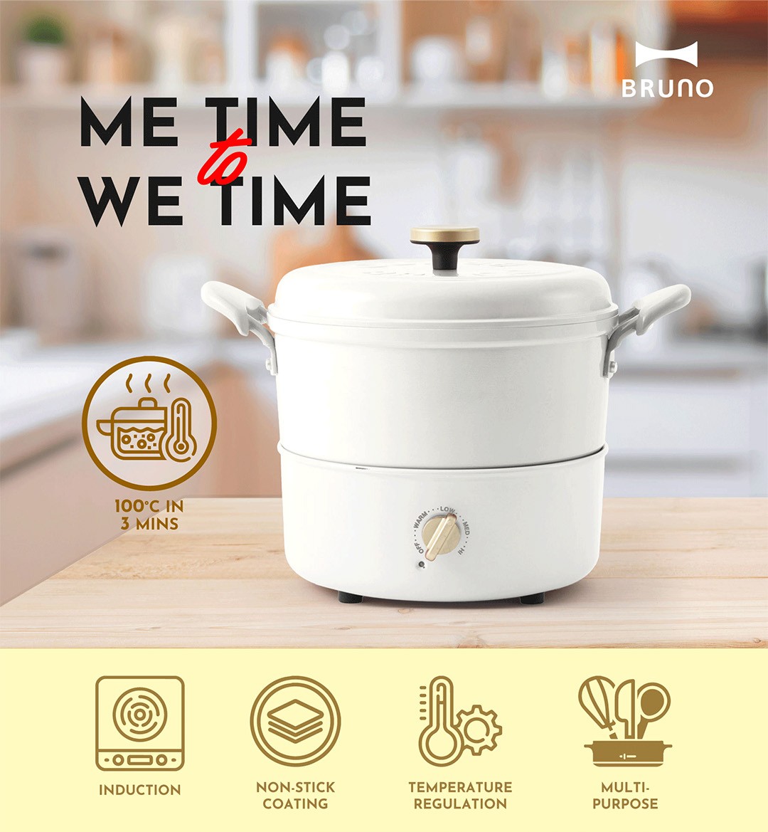 (NEW) BRUNO COMPACT Multi Deep Pot in White (Mesin Periuk Dalam ...