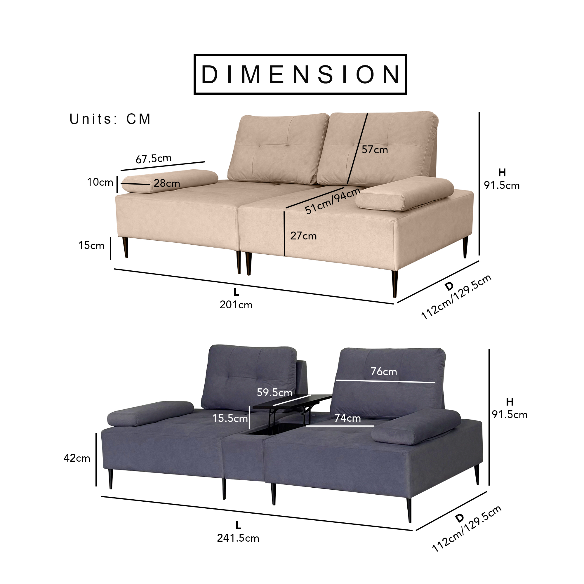 ⚡FREE SHIPPING+READY STOCK⚡Essenhome DARREN Push Back EASY CLEAN Sofa ...