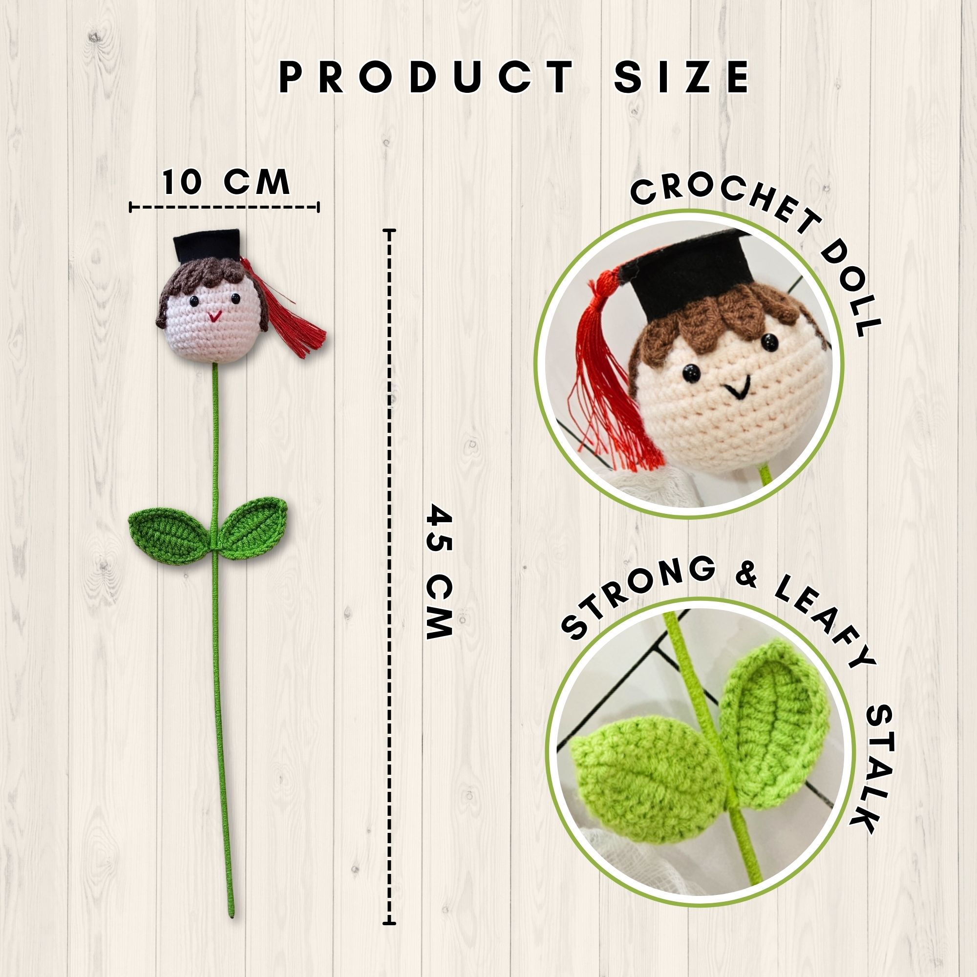 Graduation Doll Crochet Stalk Flower Bouquet Handmade DIY Knitting ...