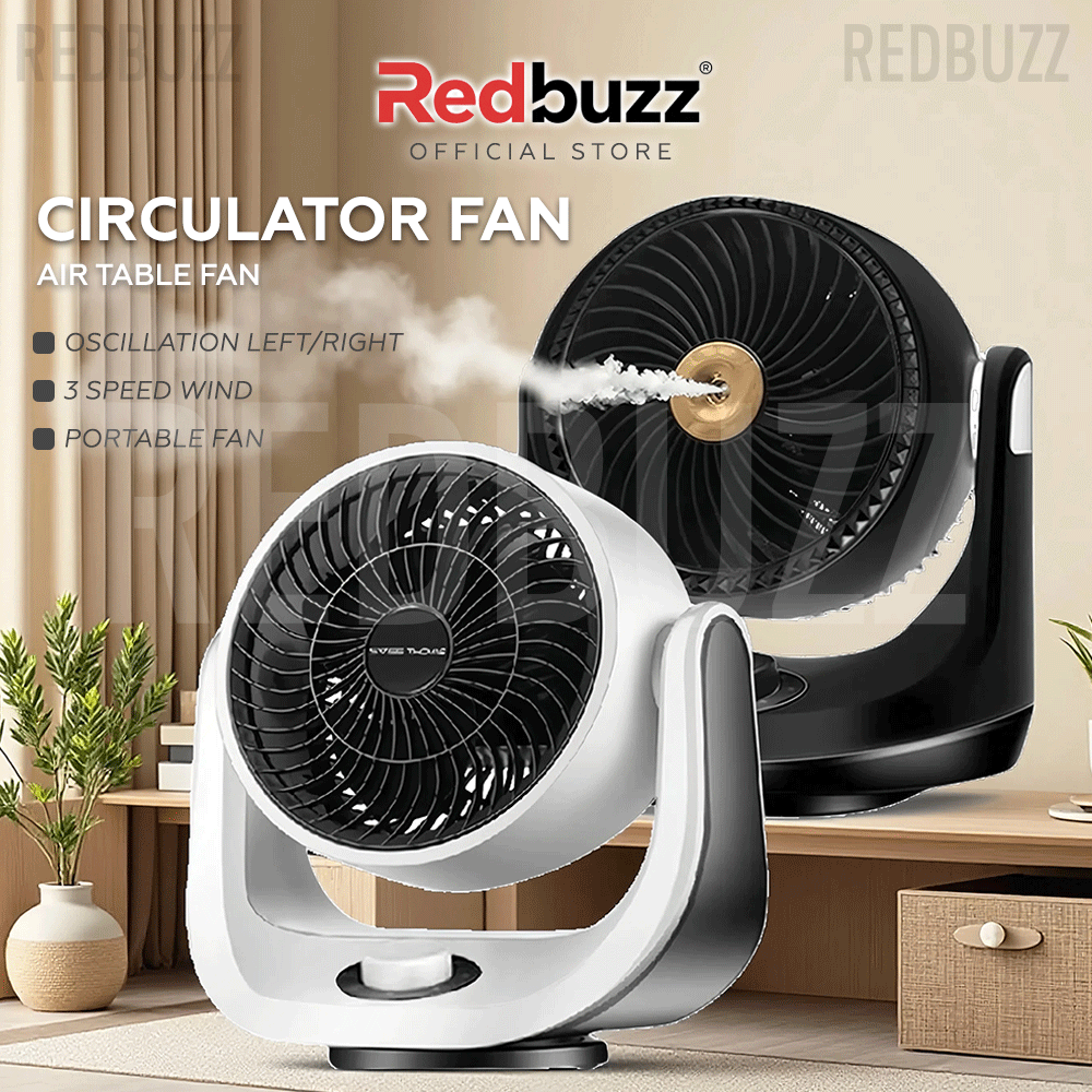 REDBUZZ 3 Portable Speeds Table Fan Wide Angle Air Circulator Fan 80W ...
