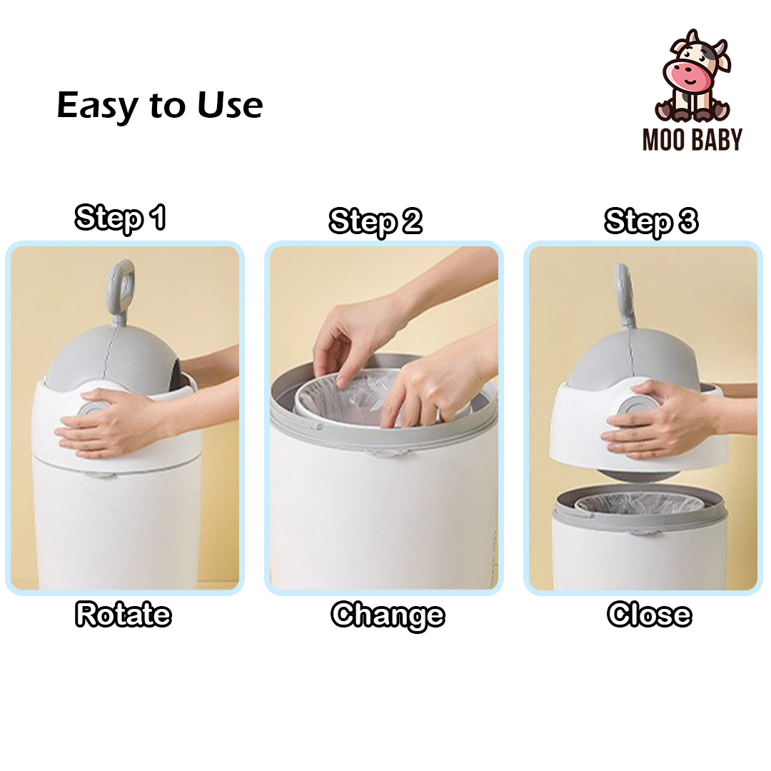 🐮Moo Baby Tong Sampah Diaper Baby Nappy Bin Diaper Trash Bin Diaper Bin ...