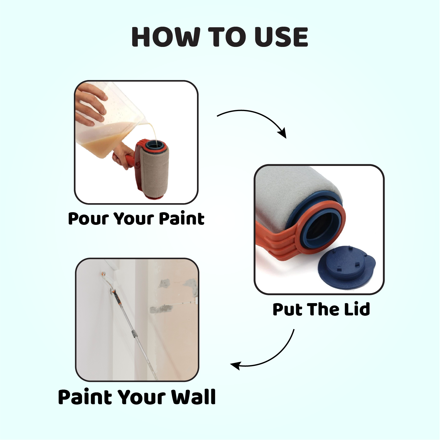 5 IN 1 DIY Refillable Paint Roller Set Tool Non Drip Magic Paint Roller ...