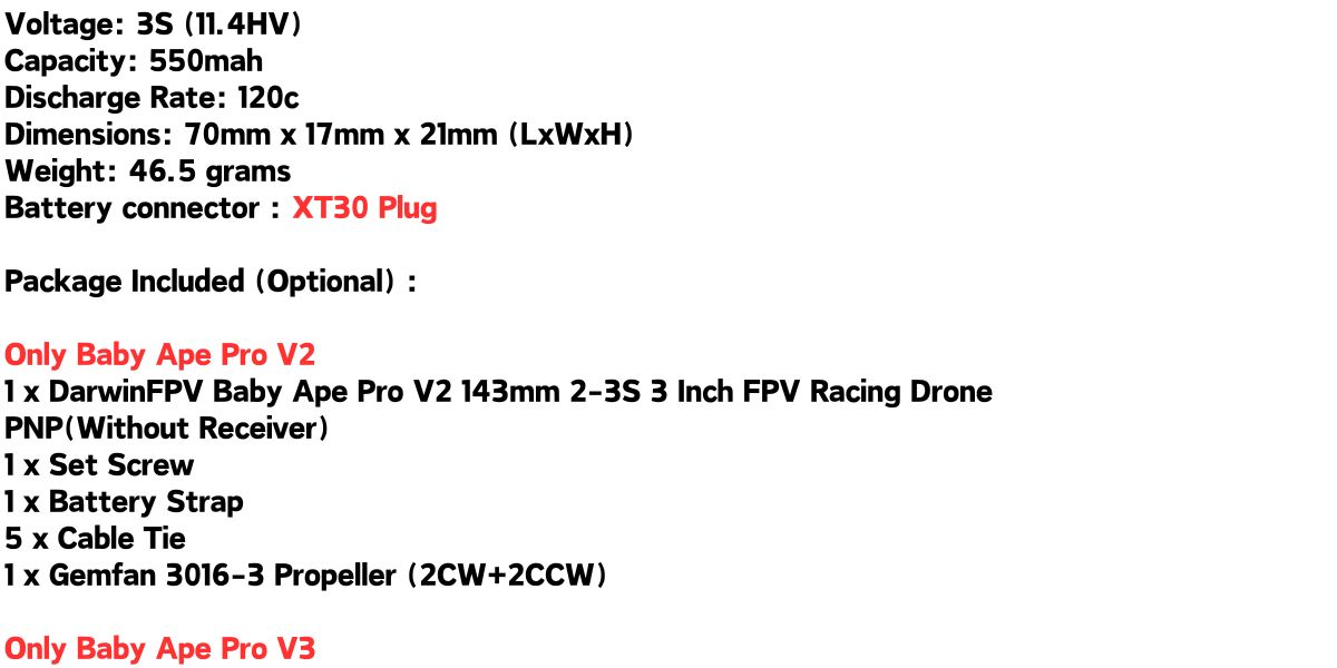 DarwinFPV Baby Ape Pro V3 V2 FPV Drone RTF Ready To Fly 3 Inch 2-3S ...