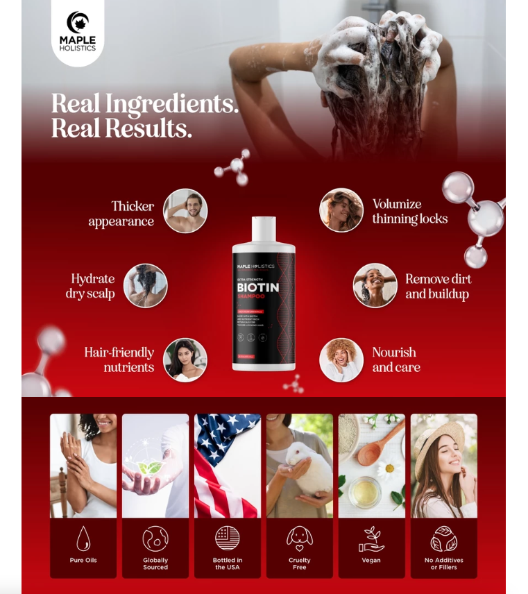 Maple Holistics Biotin Hair Shampoo for Thinning Hair | Extra Strength ...