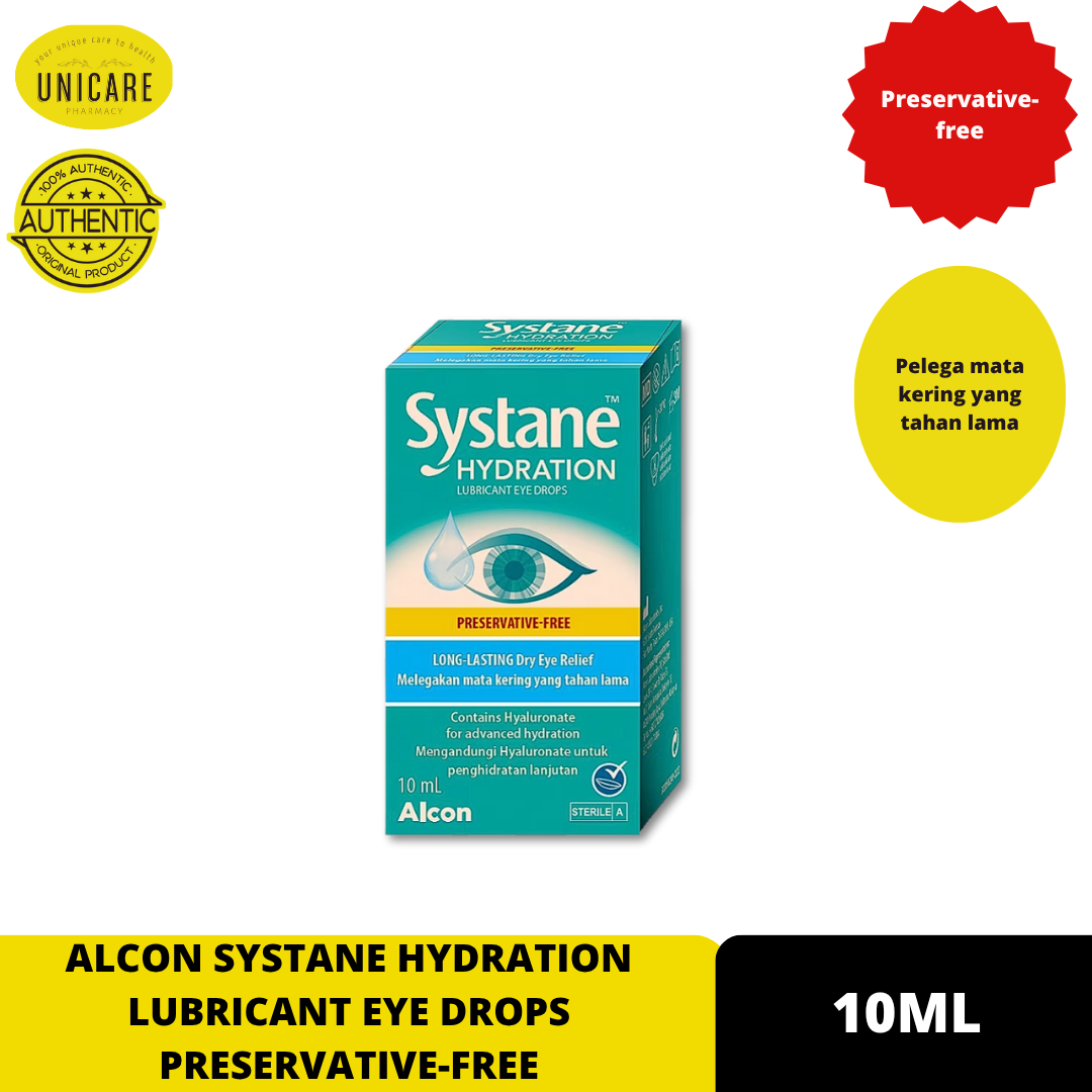 ALCON SYSTANE HYDRATION LUBRICANT EYE DROPS PRESERVATIVE-FREE 10ML ...