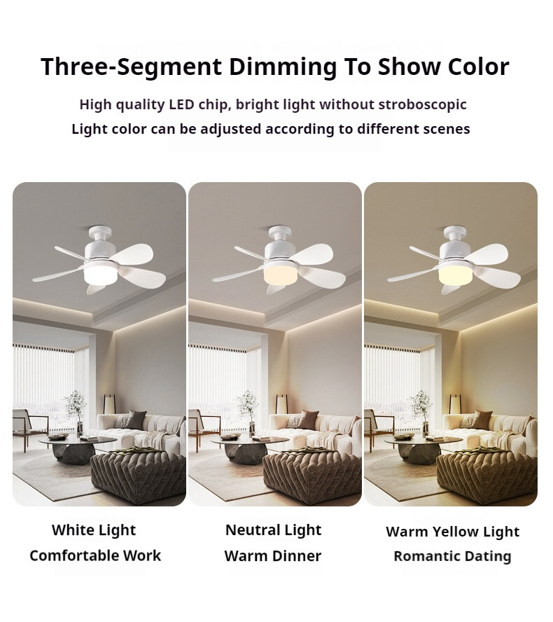 LED Ceiling Fan Light Remote Control 3 Colors Dimming Fan Lamp E27 Bulb ...