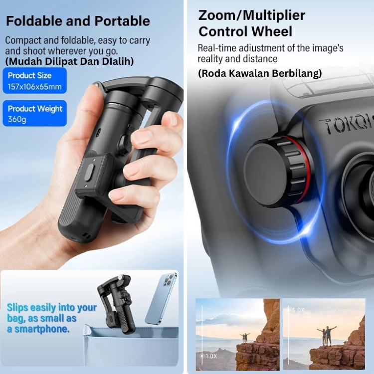 M02 Stabilizer Phone 3-Axis Phone Gimbal with Fill Light AI Tracker ...