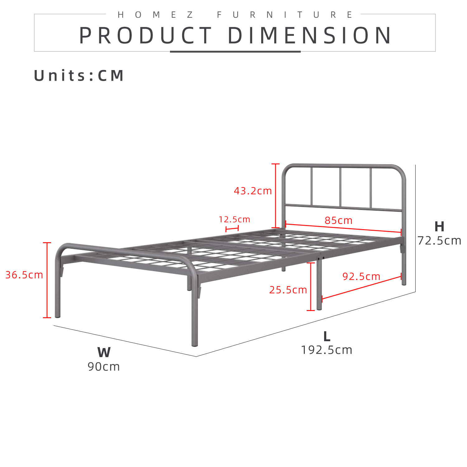 KitchenZ Single Bed Frame Katil Besi Katil Murah Powder Coated Metal ...